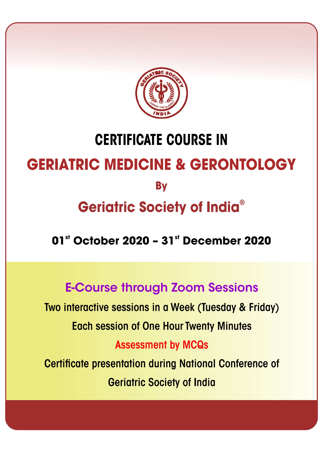 Geriatric Courses - GERIATRIC SOCIETY OF INDIA